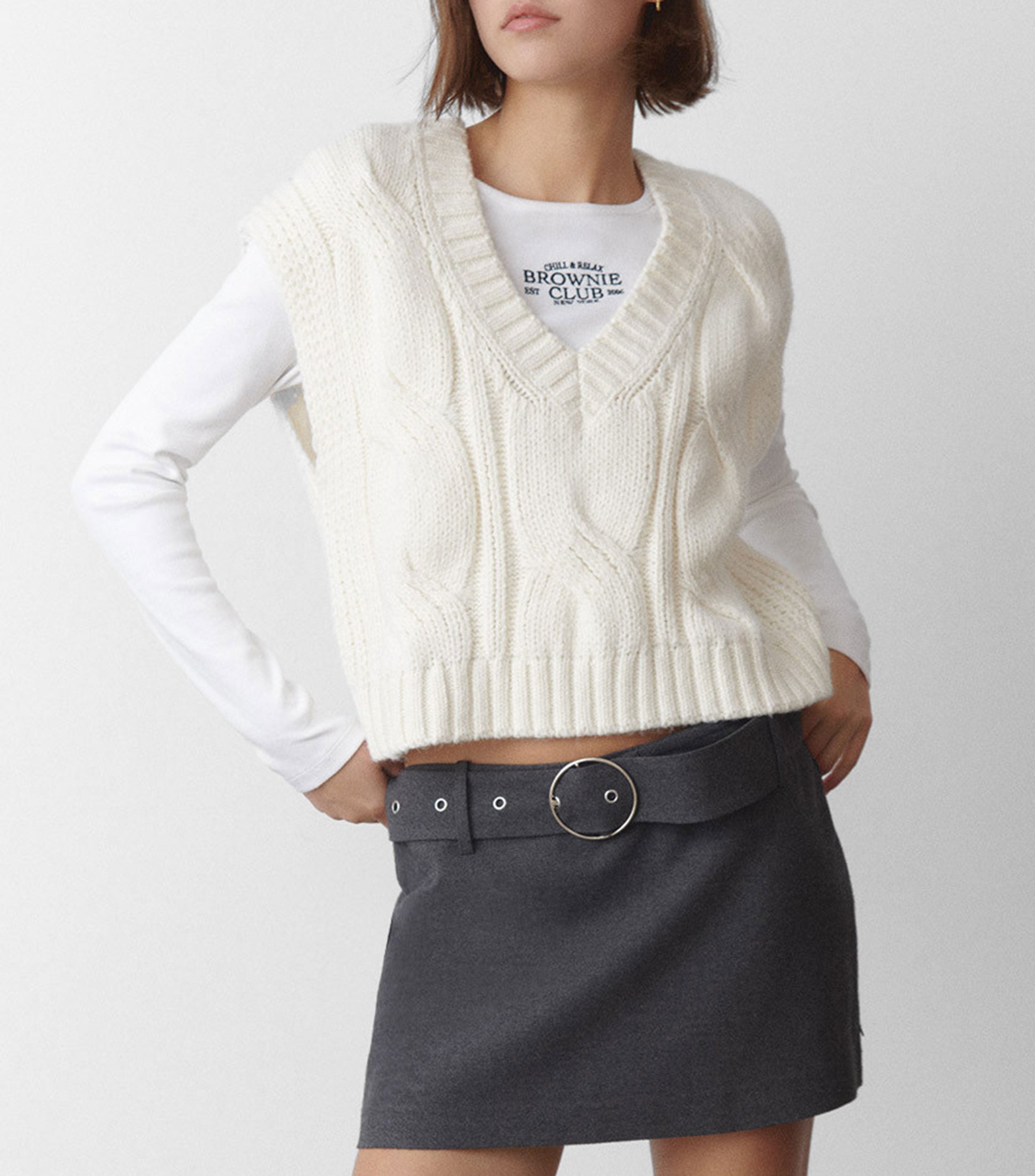 Brownie | Chaleco cerrado liso Crudo para chica. – The Style Rack