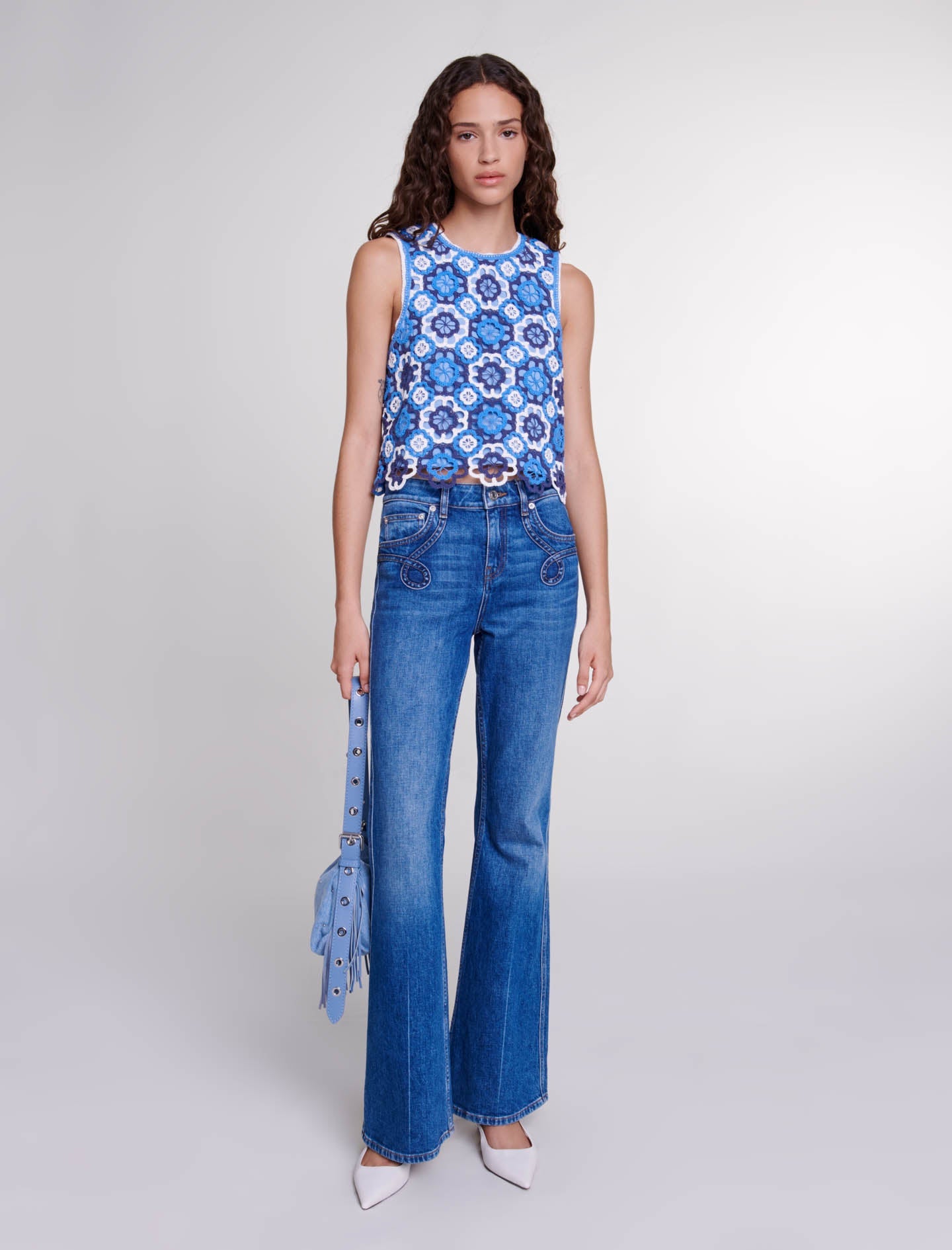 Maje Top Tricolor De Ganchillo Para Mujer The Style Rack