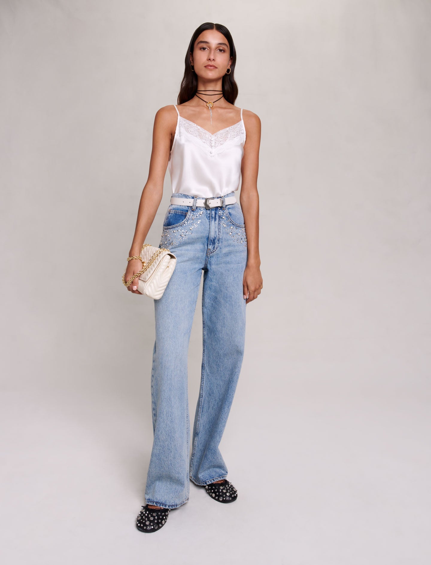 Maje | Vaquero recto con estrás para mujer. – The Style Rack