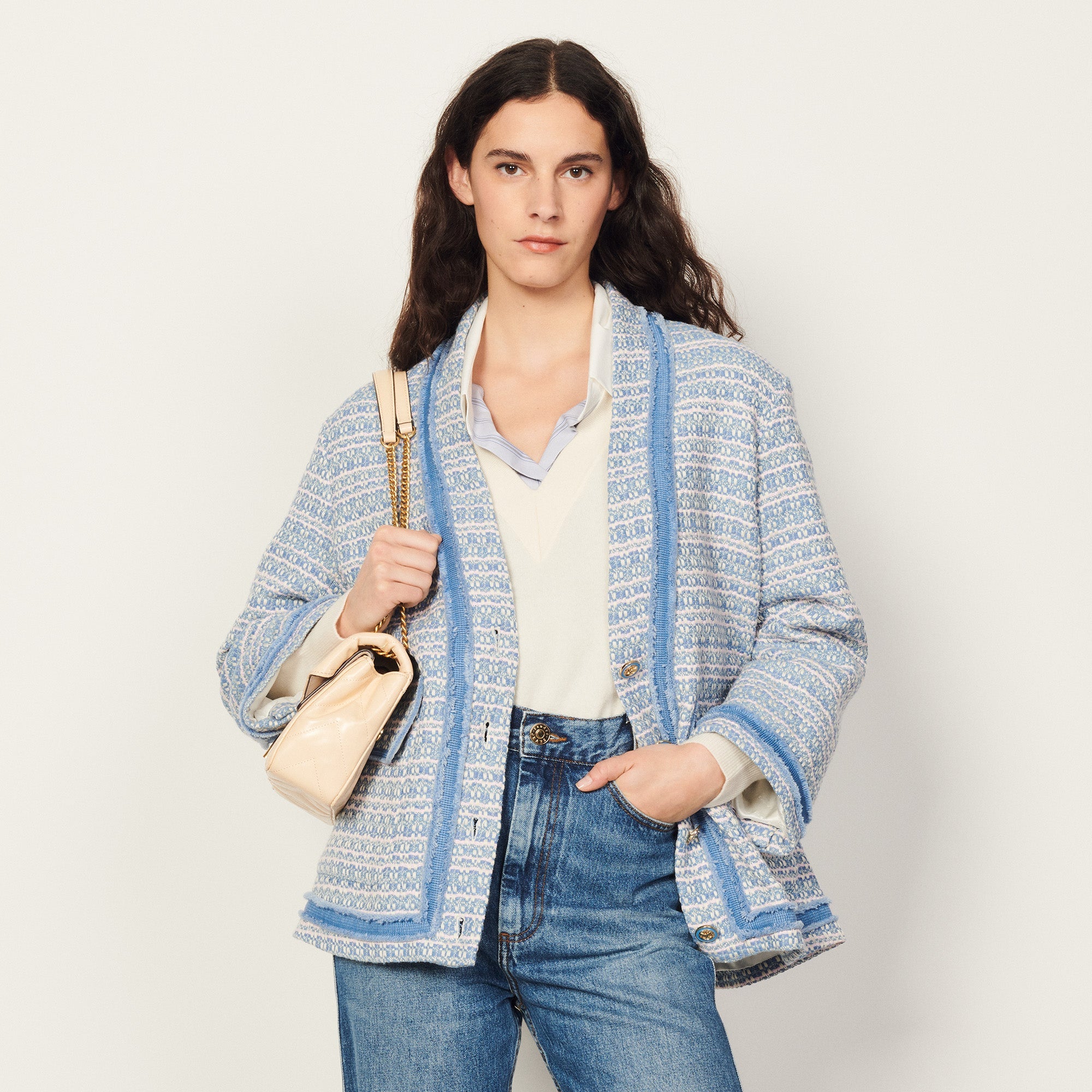 Sandro | Blazer Amelia Azul Marino para mujer. – The Style Rack