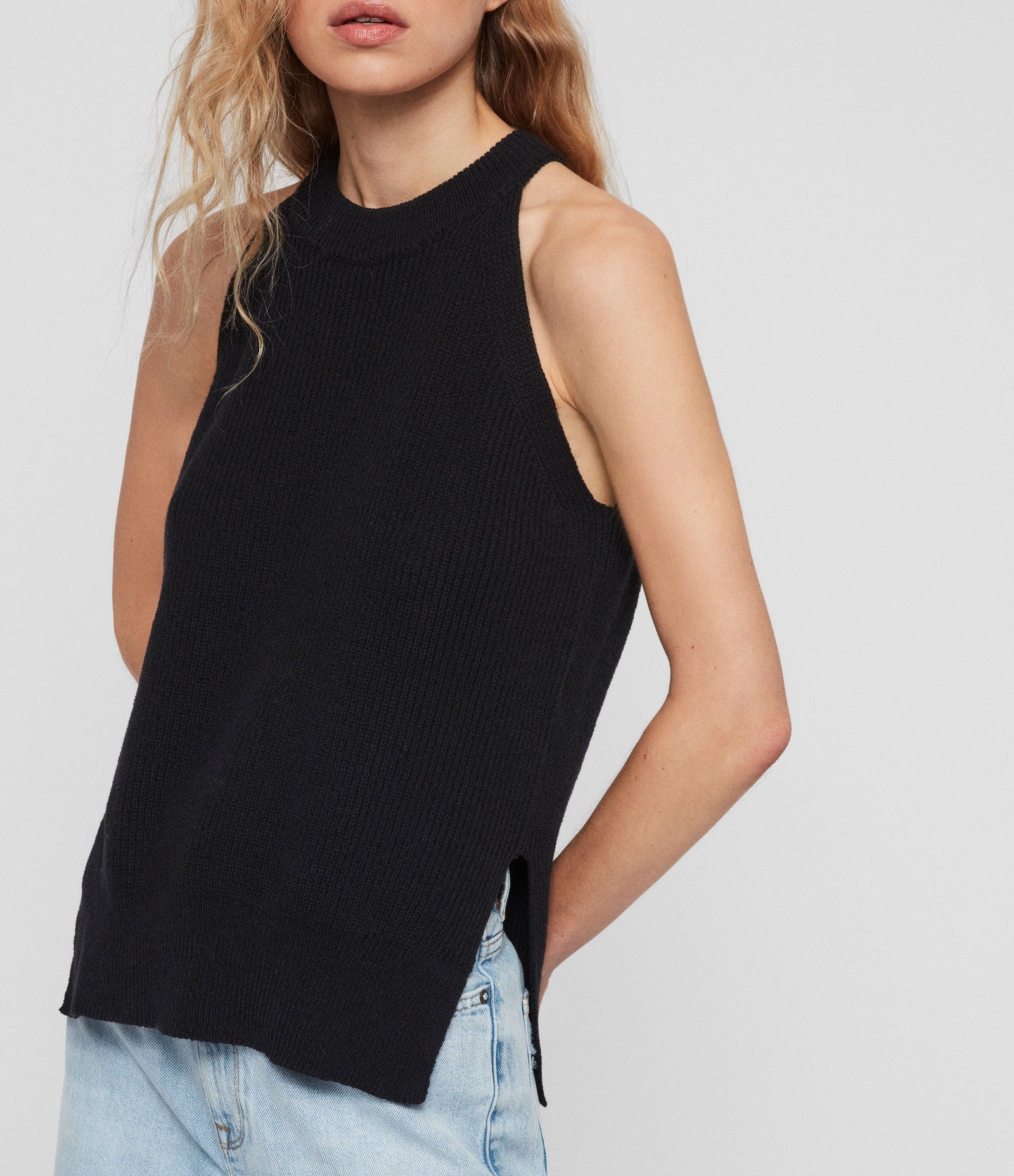AllSaints | Camiseta Sin Mangas Haliki Negro para mujer – The Style Rack
