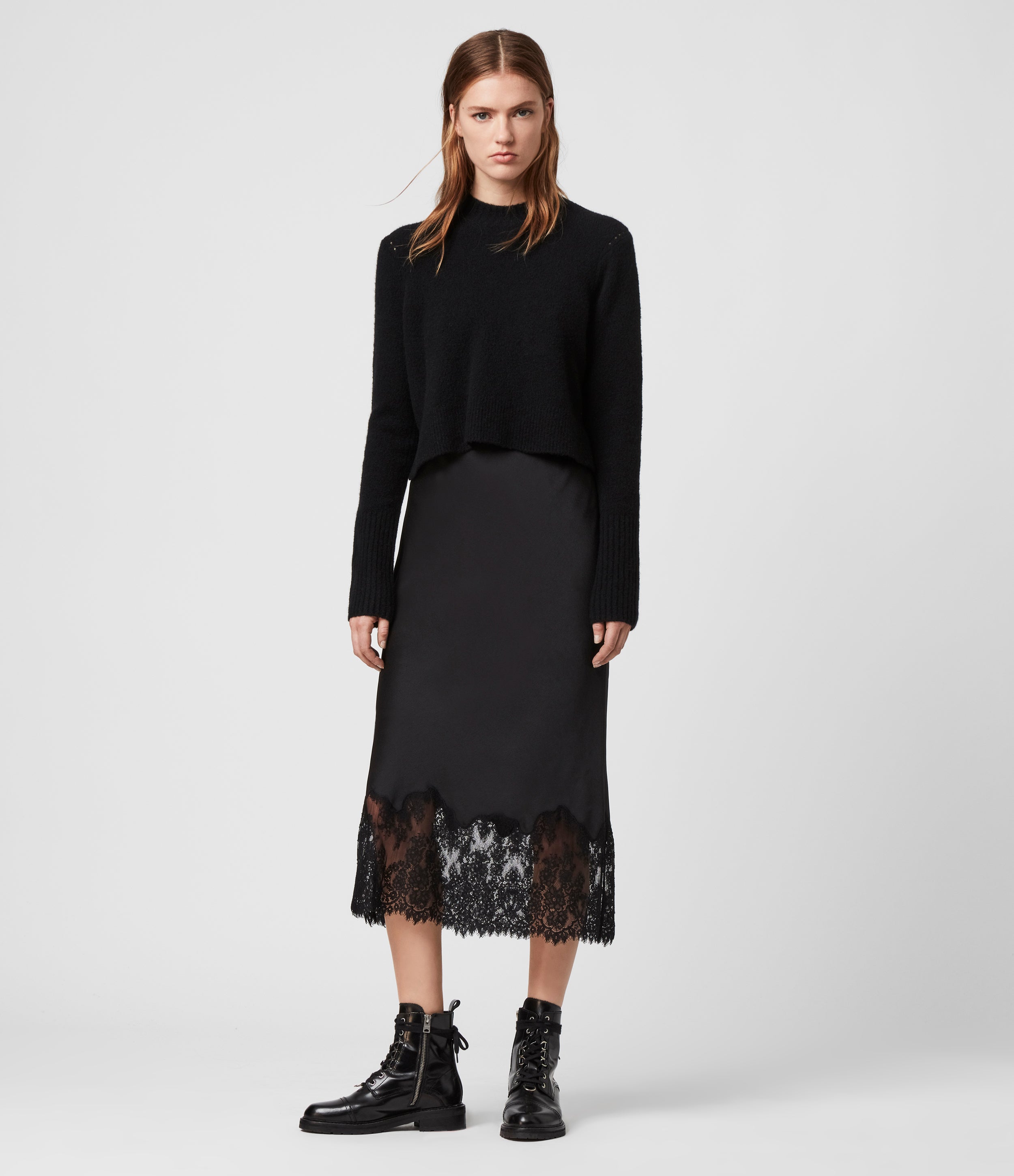 AllSaints | Falda Bridgette Pewter para mujer – The Style Rack